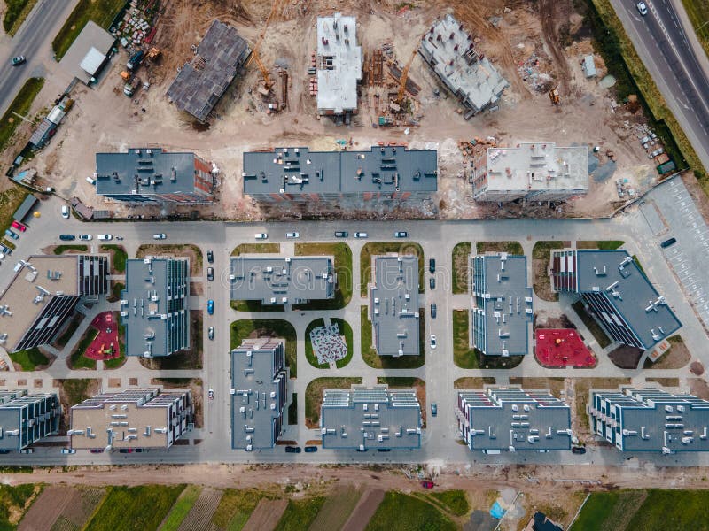 Overhead View of Construction Site Apartments Building Stock Image ...