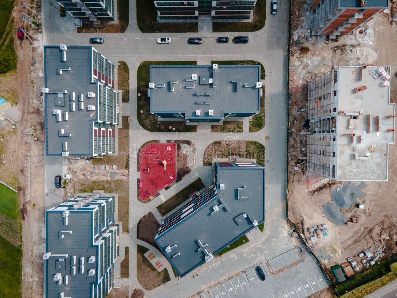 Overhead View of Construction Site Apartments Building Stock Image ...