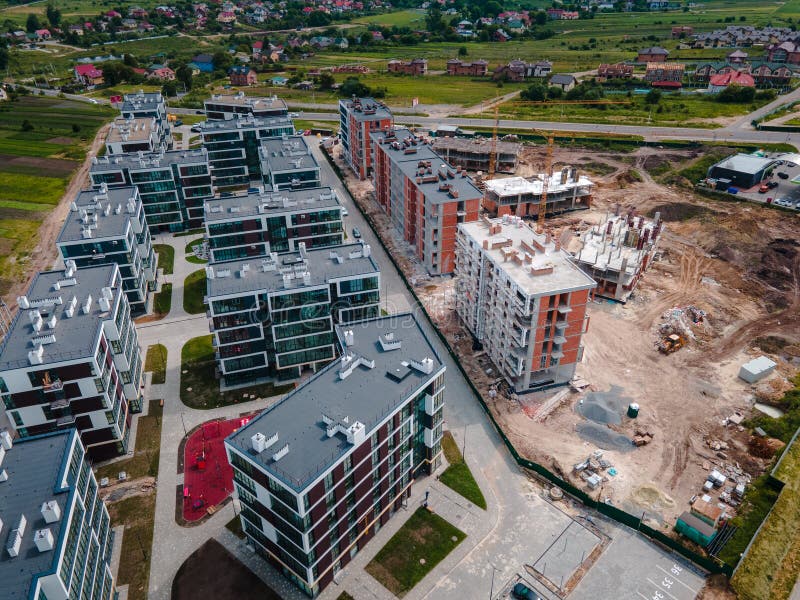 Overhead View of Construction Site Apartments Building Stock Photo ...