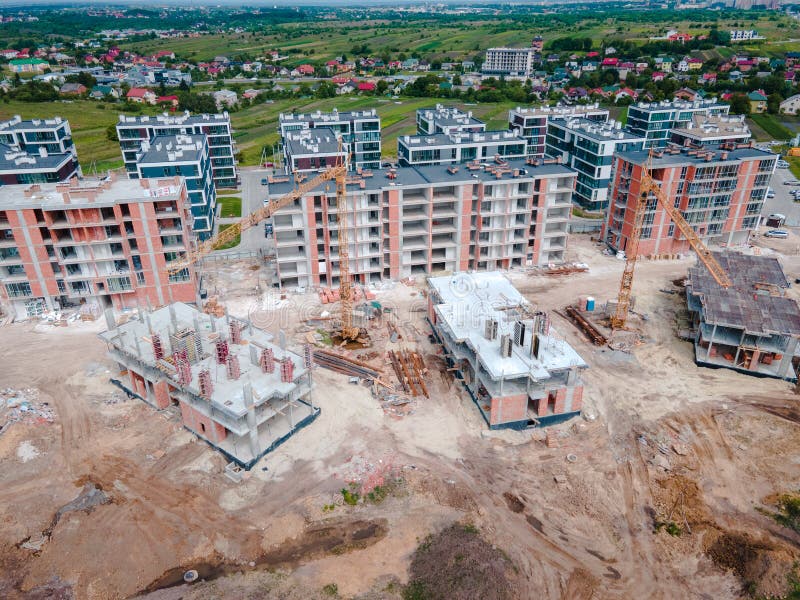 Overhead View of Construction Site Apartments Building Stock Image ...