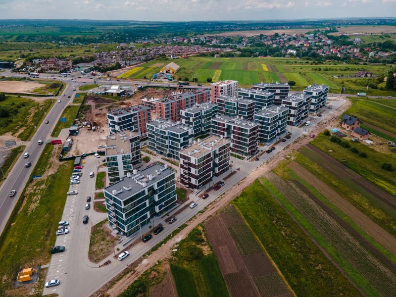Overhead View of Construction Site Apartments Building Stock Image ...