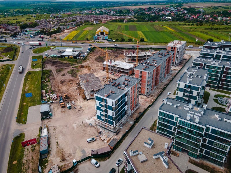 Overhead View of Construction Site Apartments Building Stock Photo ...