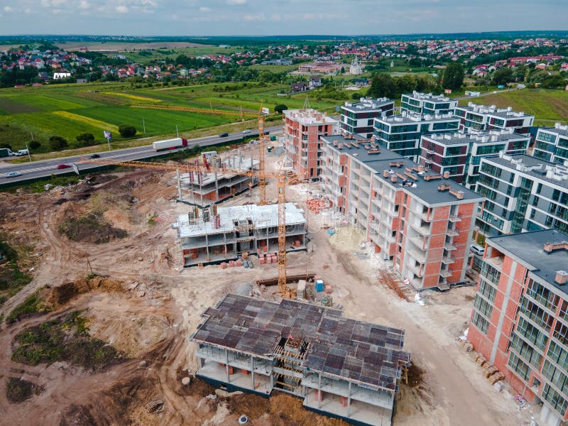 Overhead View of Construction Site Apartments Building Stock Image ...