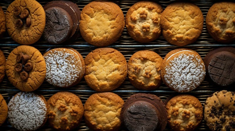Overhead View of Cookies on Metal Grate Generative AI Stock ...