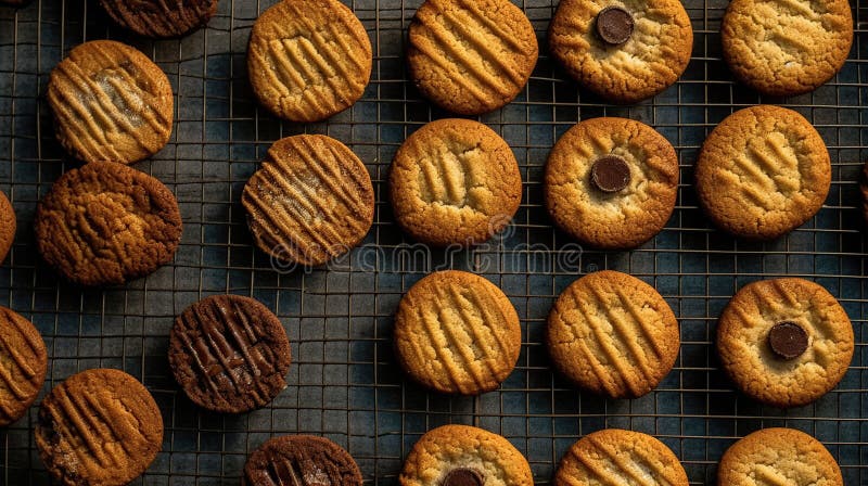 Overhead View of Cookies on Metal Grate Generative AI Stock ...