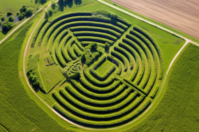 Overhead View of a Crop Circle Maze Pattern Stock Illustration ...