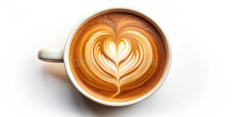 Overhead View of a Cup of Coffee with Heart-shaped Latte Art ...