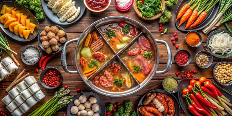 Overhead View of a Delectable Hot Pot AI-Created Content Stock ...