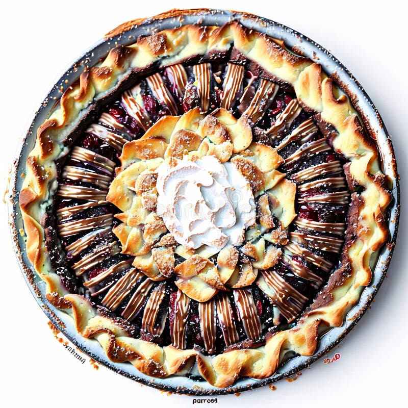 Overhead View of Delicious Cherry Pie on a White Background. Stock ...