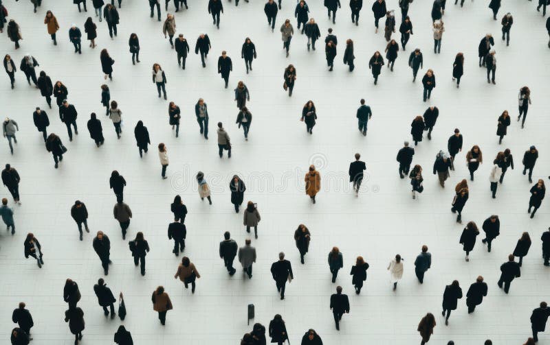 Overhead View of Dense Crowd Walking on Light Stock Illustration ...