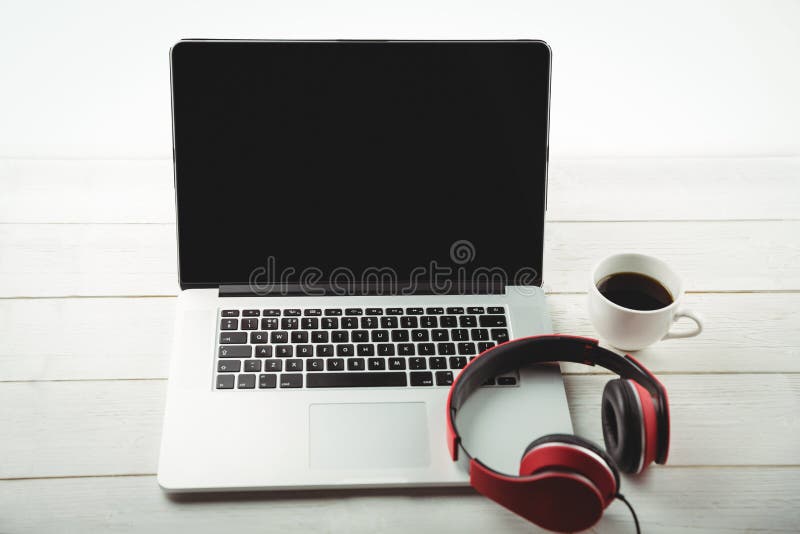 Overhead view of a desk stock photo. Image of front, computer - 58190916