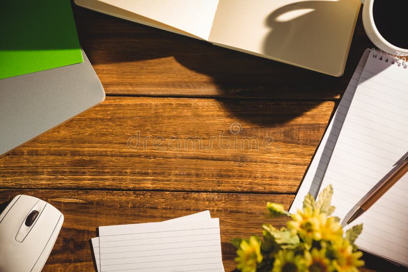 Overhead view of an desk stock image. Image of desk, computer - 58191123