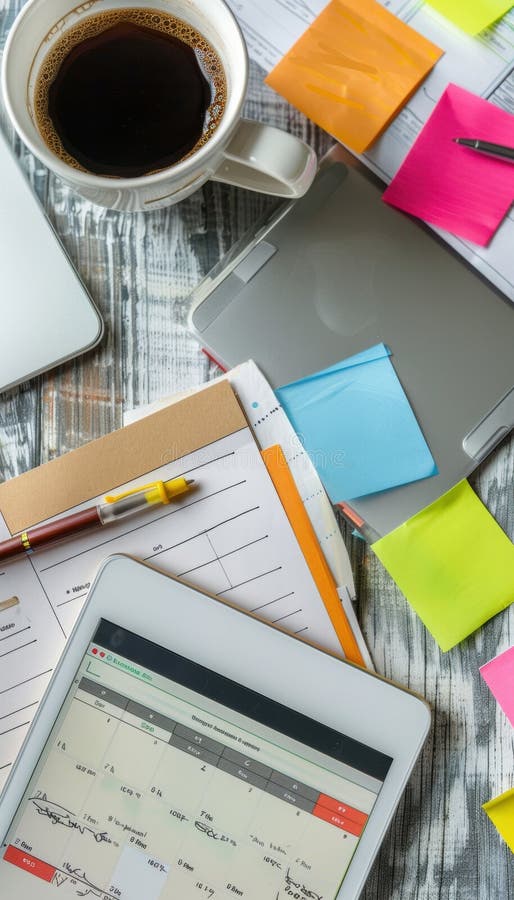 Organized Workspace with Digital and Print Planning Tools for Efficient ...