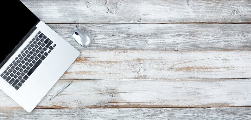 Overhead View of White Desk and Technology with Plenty of Copy Space ...