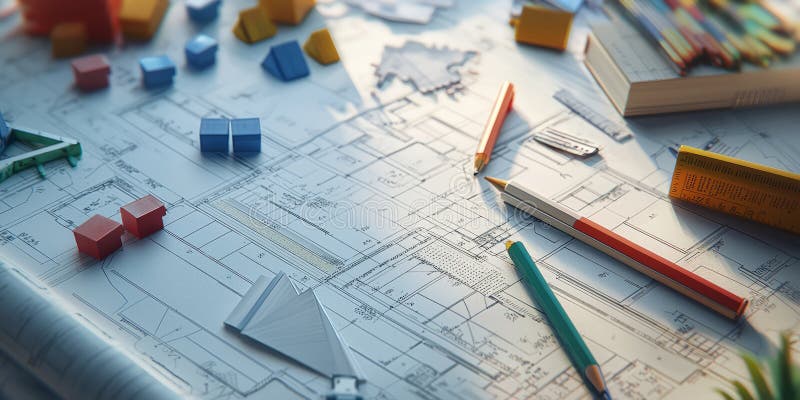 An Overhead View of a Detailed Engineering Blueprint with ISO ...