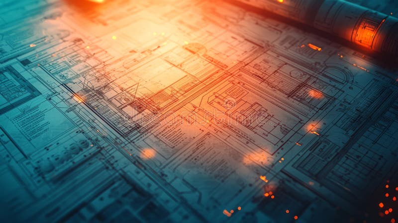 An Overhead View of a Detailed Engineering Blueprint with ISO ...