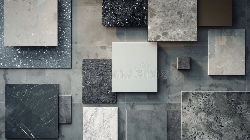 An Overhead View of Different Marble and Stone Samples, Arranged in an ...