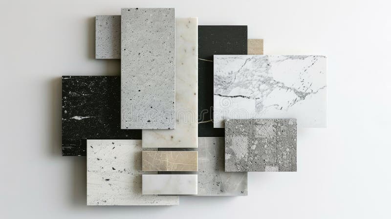 An Overhead View of Different Marble and Stone Samples, Arranged in an ...