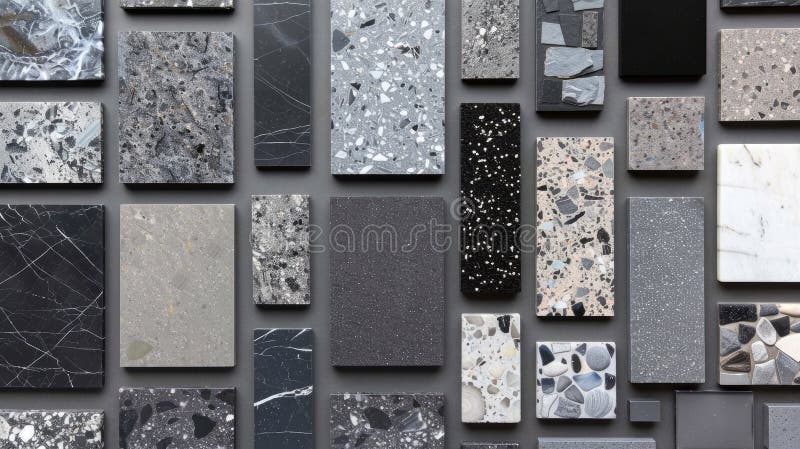 An Overhead View of Different Marble and Stone Samples, Arranged in an ...