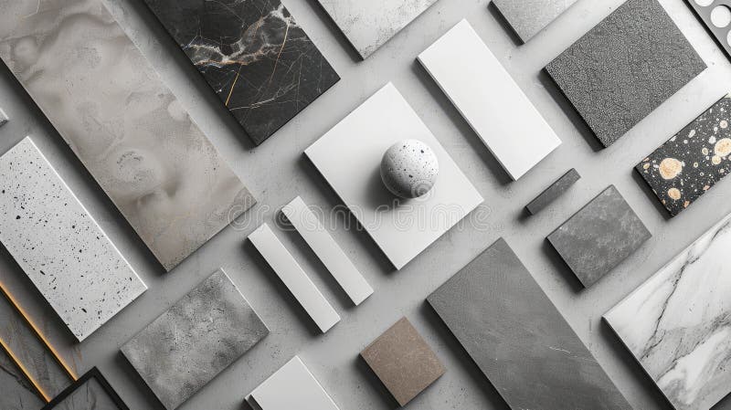 An Overhead View of Different Marble and Stone Samples, Arranged in an ...