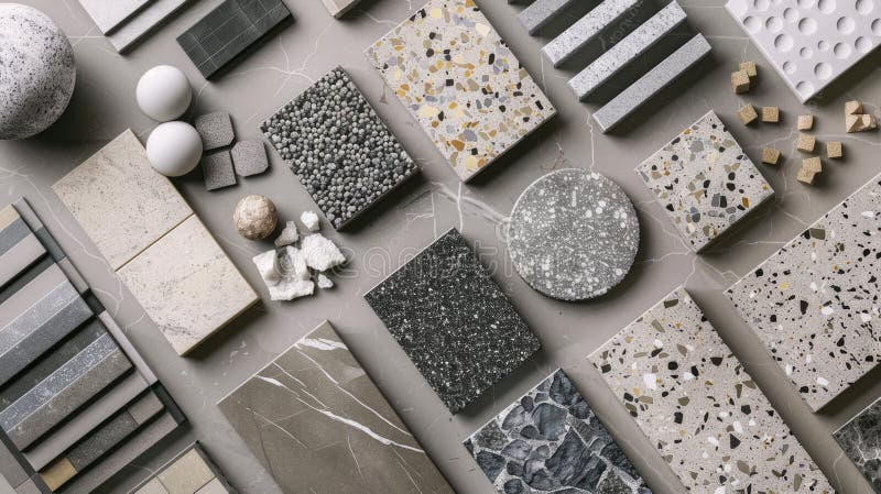 An Overhead View of Different Marble and Stone Samples, Arranged in an ...