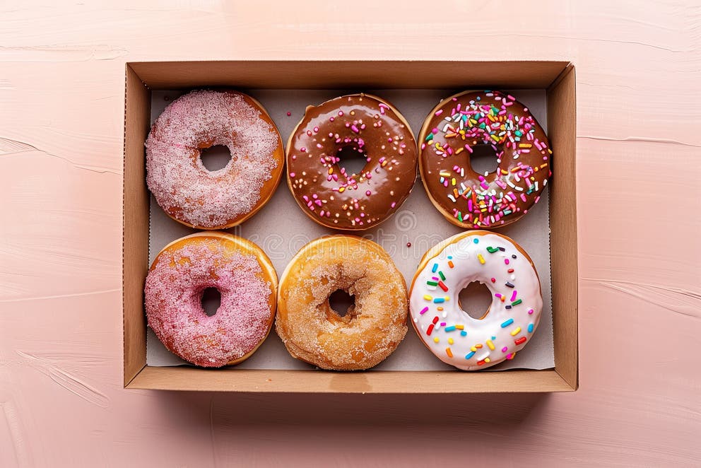 Overhead view of donuts stock illustration. Illustration of round ...