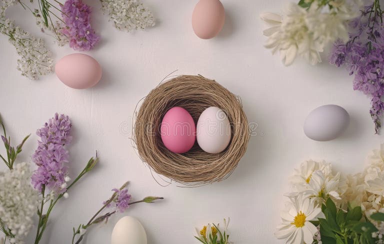 An Overhead View of an Easter Border Featuring Robin S Eggs and ...