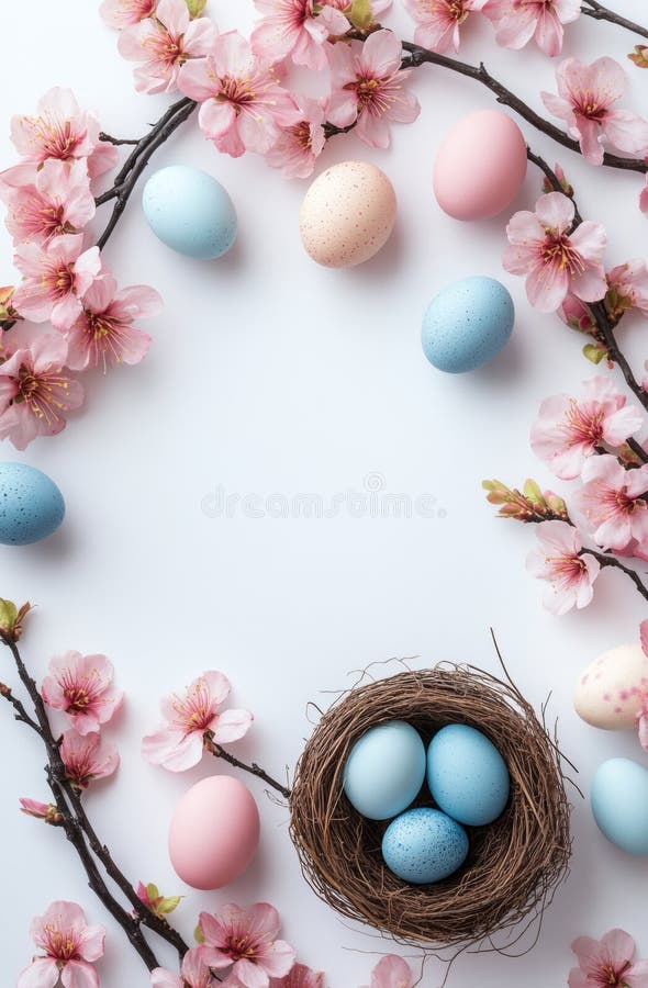 An Overhead View of an Easter Border Flat Lay with Robin S Eggs ...