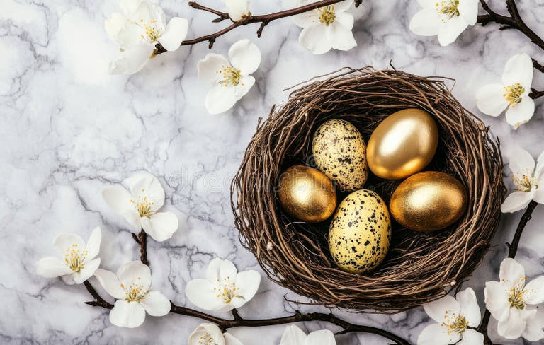 An Overhead View of an Easter Border Frame, Complete with Robin S Eggs ...