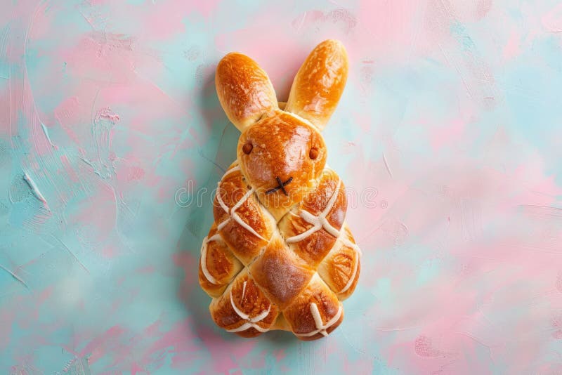 Overhead View of an Easter Bunny Rabbit Made from Hot Cross Buns Stock ...