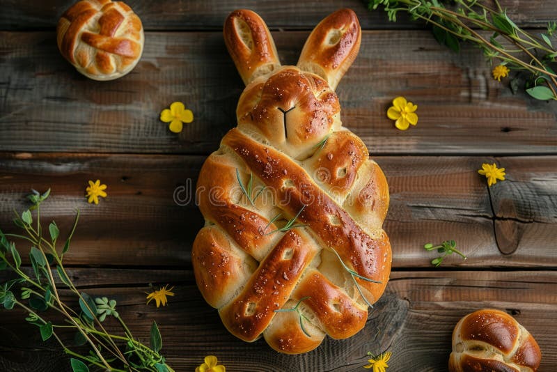 Overhead View of an Easter Bunny Rabbit Made from Hot Cross Buns Stock ...