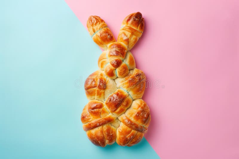 Overhead View of an Easter Bunny Rabbit Made from Hot Cross Buns Stock ...
