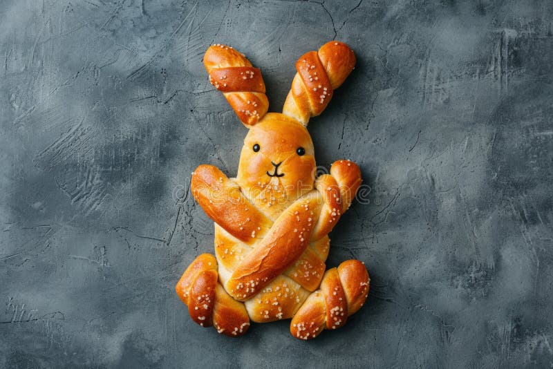 Overhead View of an Easter Bunny Rabbit Made from Hot Cross Buns Stock ...