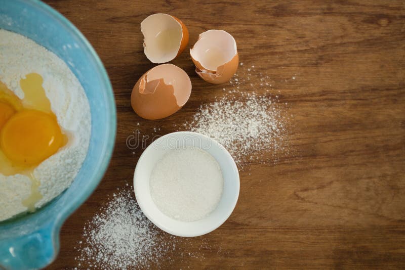 Overhead View of Egg and Flour Stock Image - Image of people, healthy ...