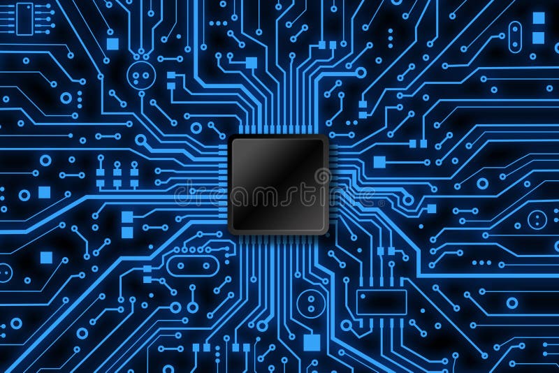 Microchip Illustration and Hacker with Laptop Stock Image - Image of ...