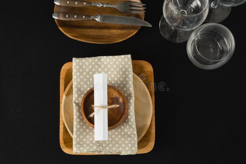 Overhead View of Elegant Table Setting Stock Image - Image of plates ...