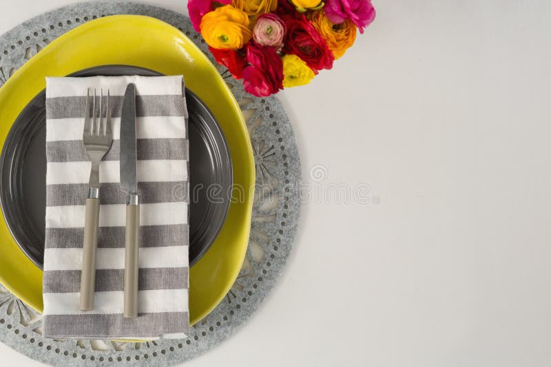 Overhead View of Elegant Table Setting Stock Photo - Image of napkin ...