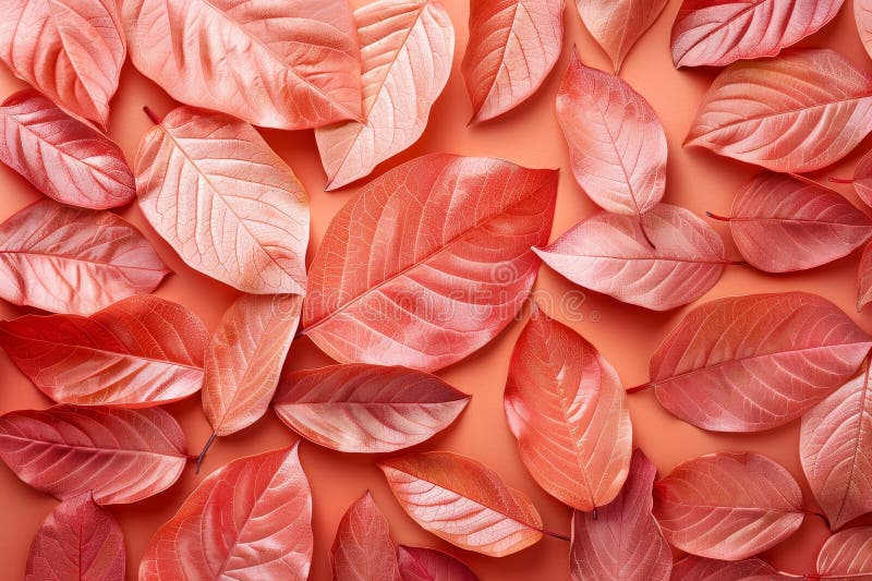 Overhead View of Fall Leaves on Orange Backdrop with Ample Space for ...