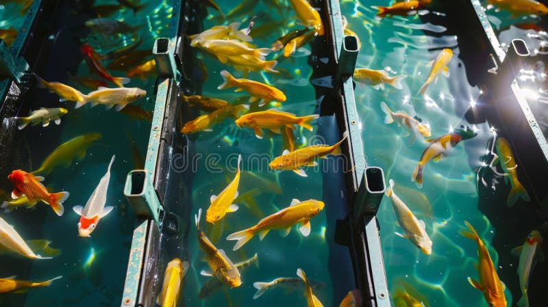 An Overhead View of Fish Swimming in a Tank Under a Selfsustaining ...