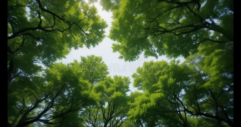 Overhead View of a Forest Canopy with Vibrant Green Leaves and ...