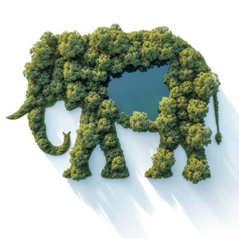 Overhead View of a Forest of Trees in the Shape of an Elephant ...