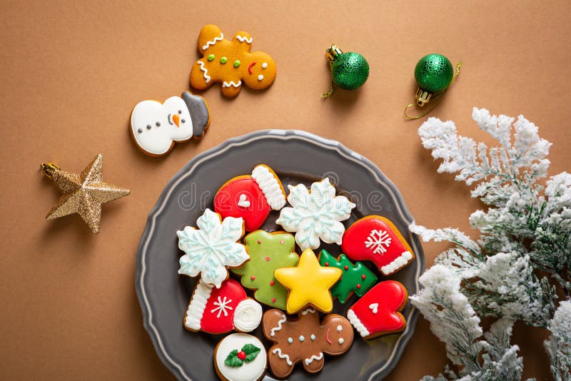 Overhead View of Gingerbread Cookie Stock Photo - Image of season ...