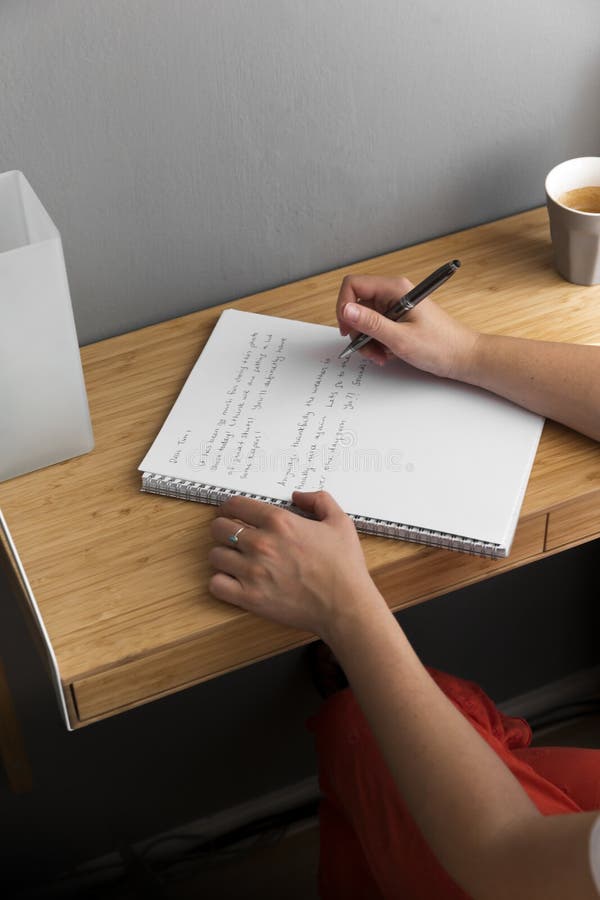 Overhead View of Girl Writing Note Stock Photo - Image of meeting, document: 195886030
