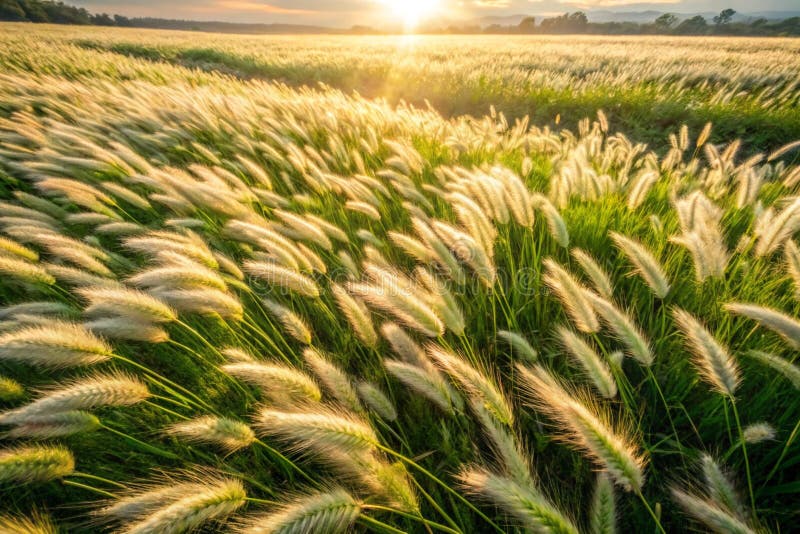 Overhead View of Grass Swaying on Field Stock Illustration ...