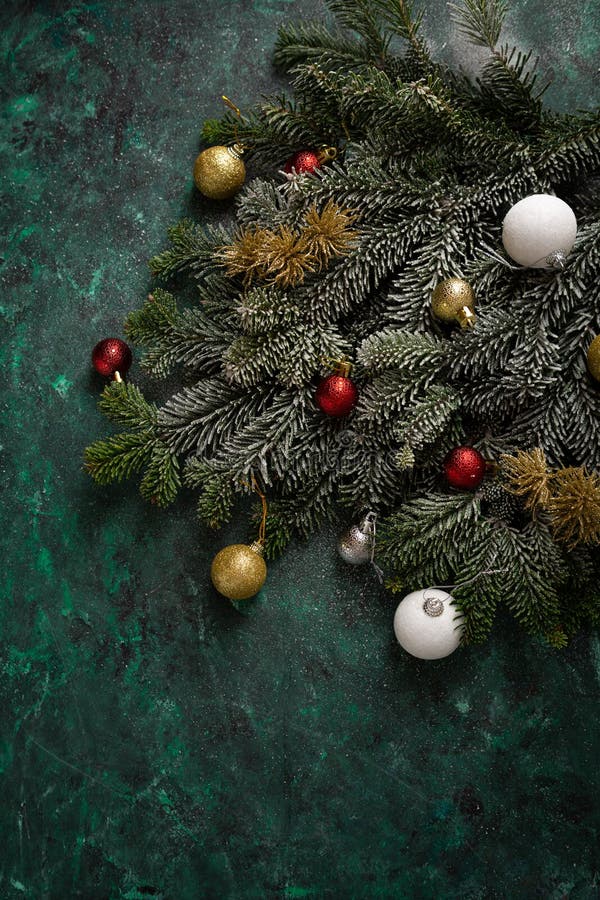 Overhead View of Green Christmas Tree Twigs Stock Image - Image of pine ...