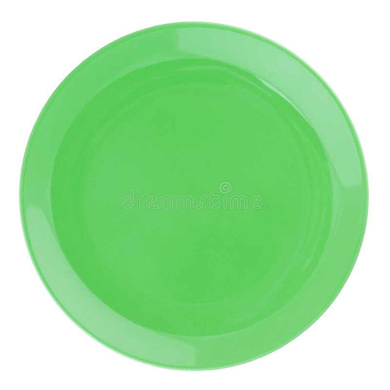 Green Empty Plate Isolated on White Background. Stock Image - Image of ...