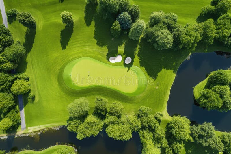 Overhead View of a Green Golf Course Stock Image - Image of landscape ...