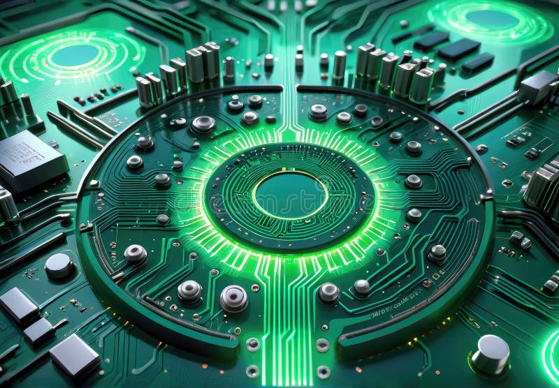 An Overhead View of a Green Processor Stock Illustration - Illustration ...