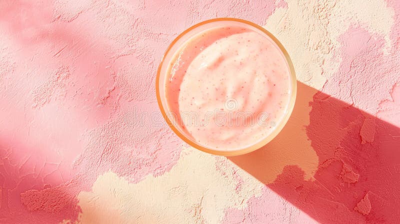 Overhead View of Guava Smoothie in a Bowl on Textured Pink Background ...