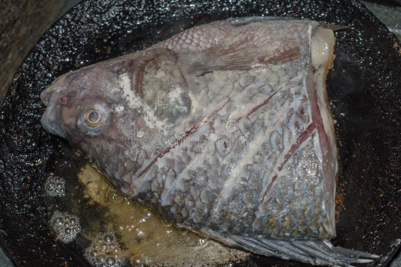 Overhead View of Half Fish Fried Stock Image - Image of dish, gold ...